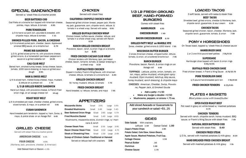 Jubelt's Menu